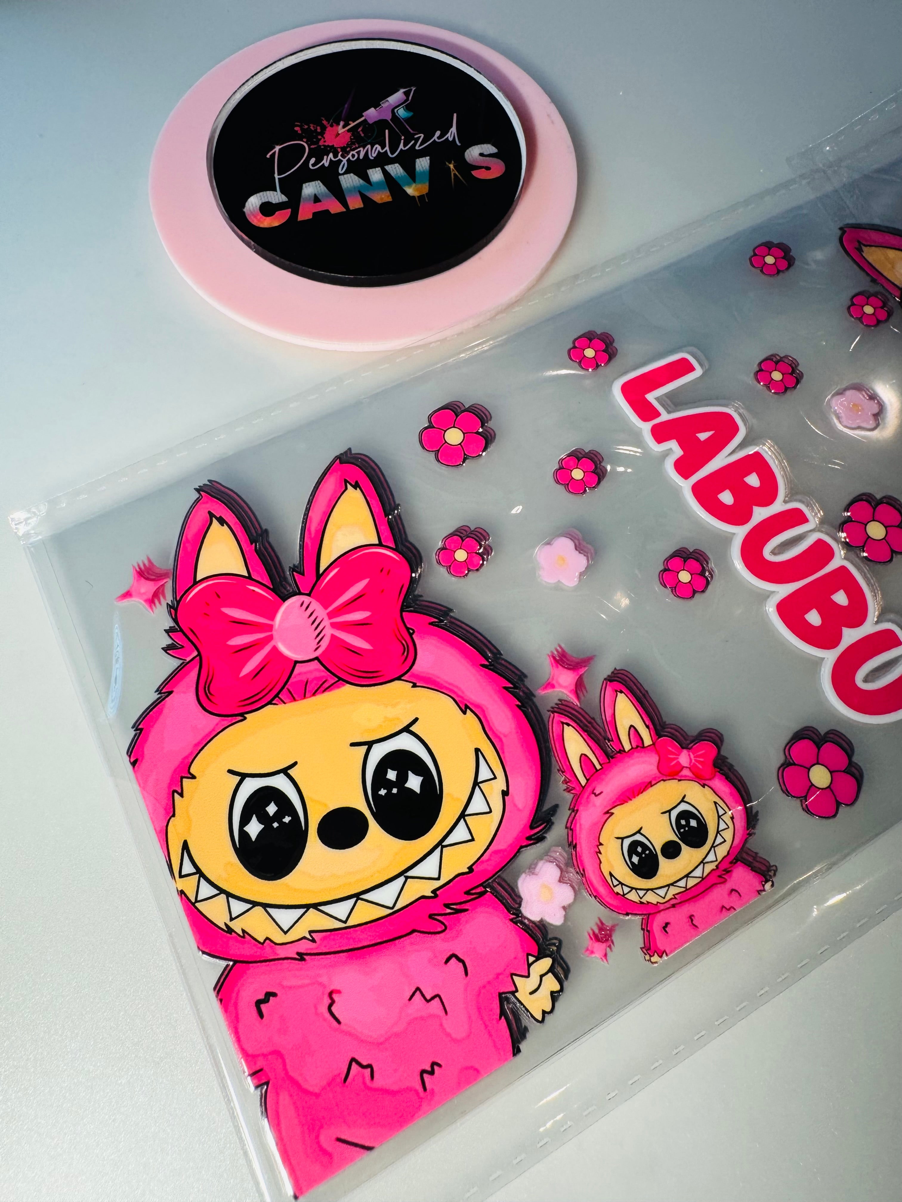 UV DTF Litte Monster Pink – Personalized Canvas